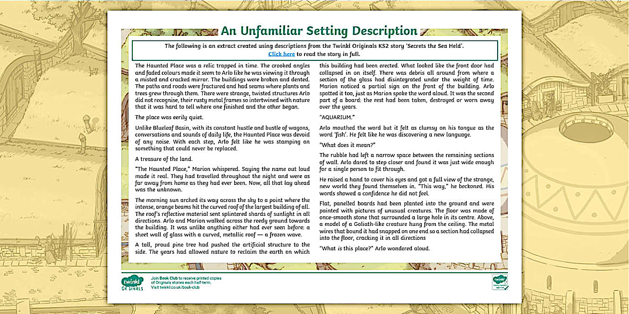 An Unusual or Strange Setting Description Example Text